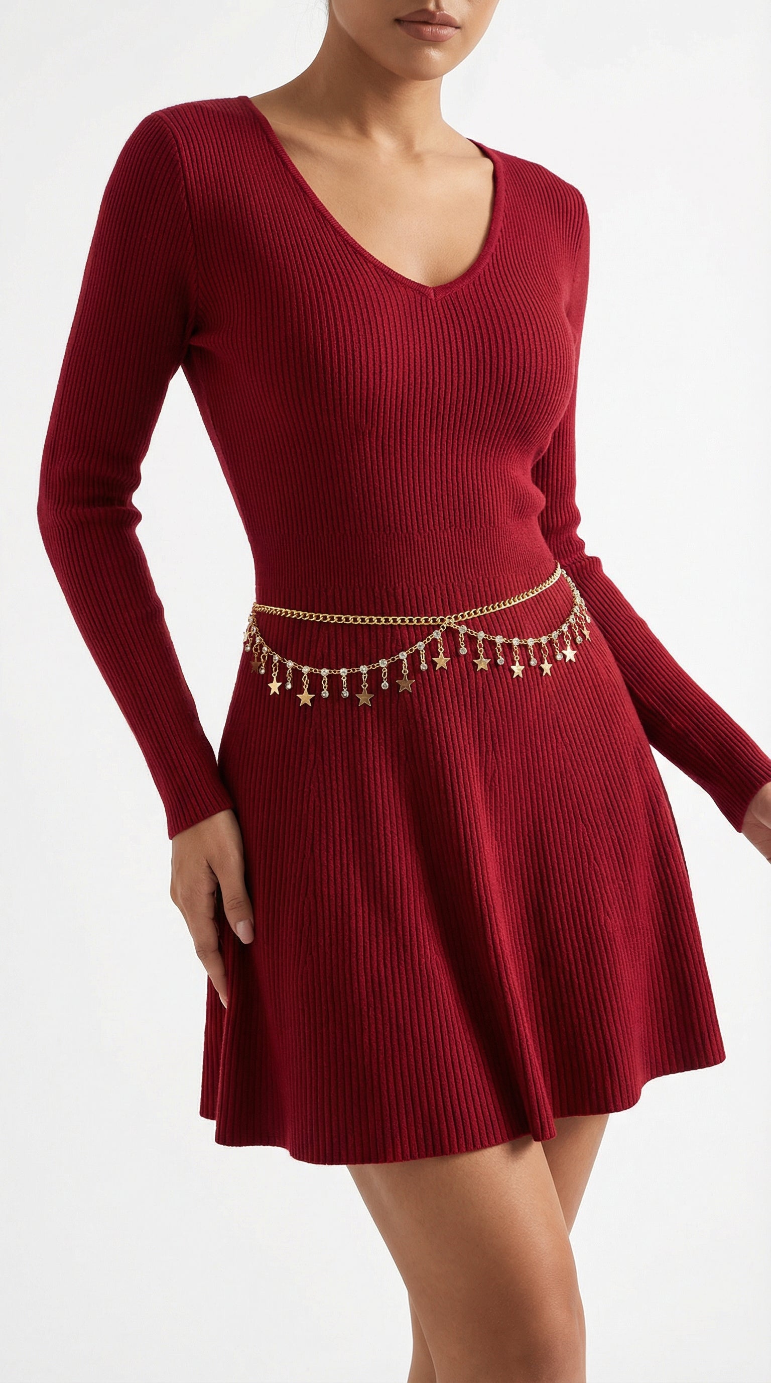 Genda Bordo Mini Elbise ve Yıldız Kemer – SERFBRANDS
